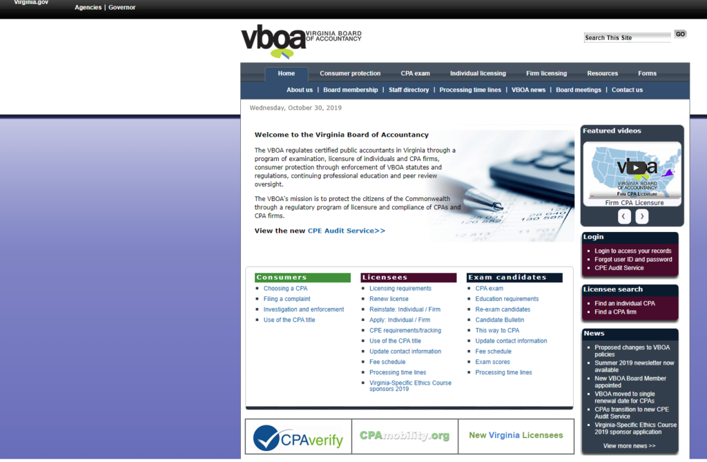 Virginia Board of Accountancy | EZ-CPE.com